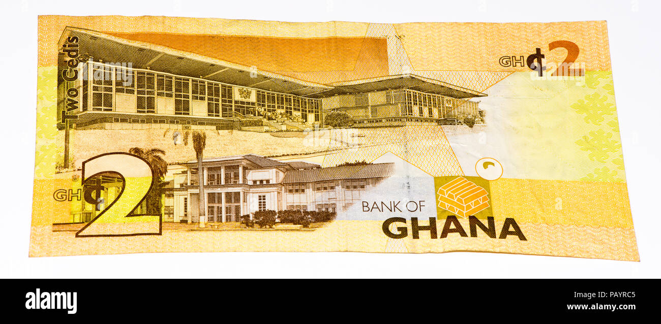 2 Ghana cedi bank note. Ghana cedi is the national currency of Ghana ...