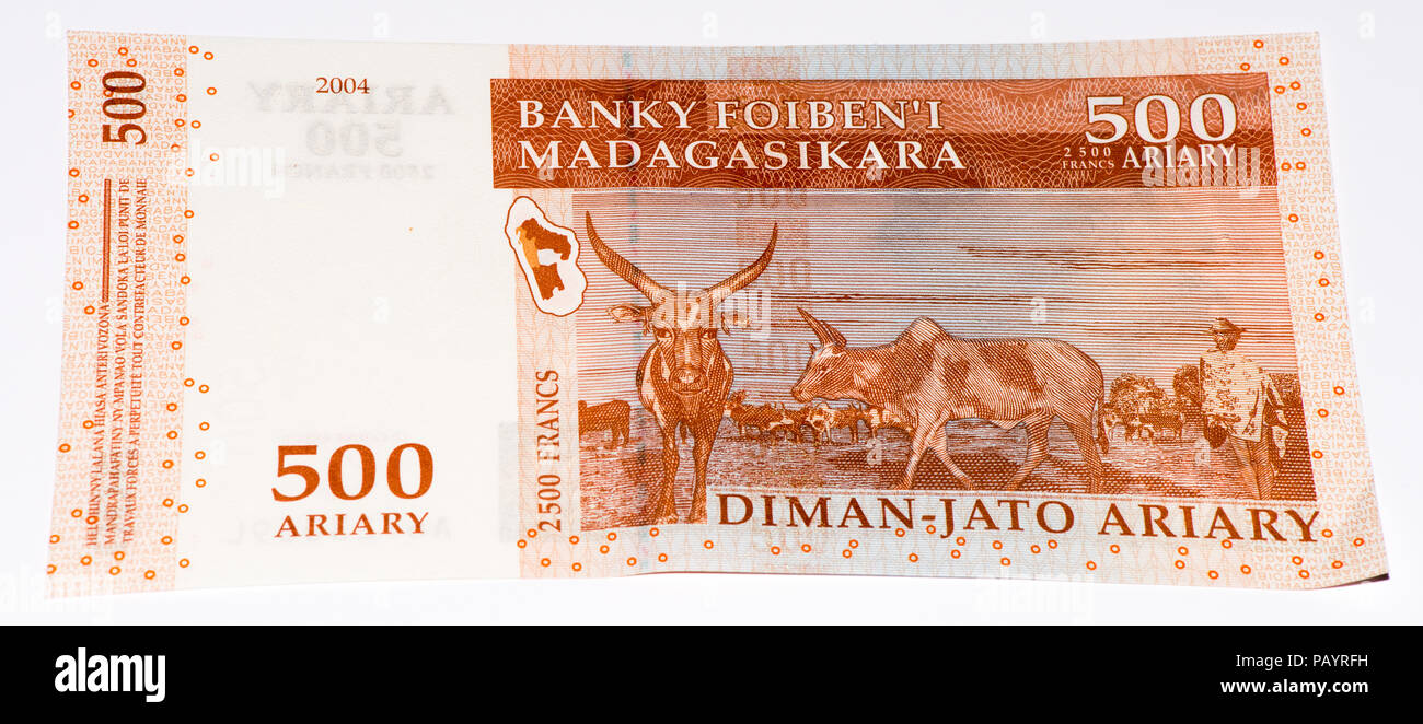 500 Malagasy ariary bank note of Madagascar. Malagasy ariary is the ...