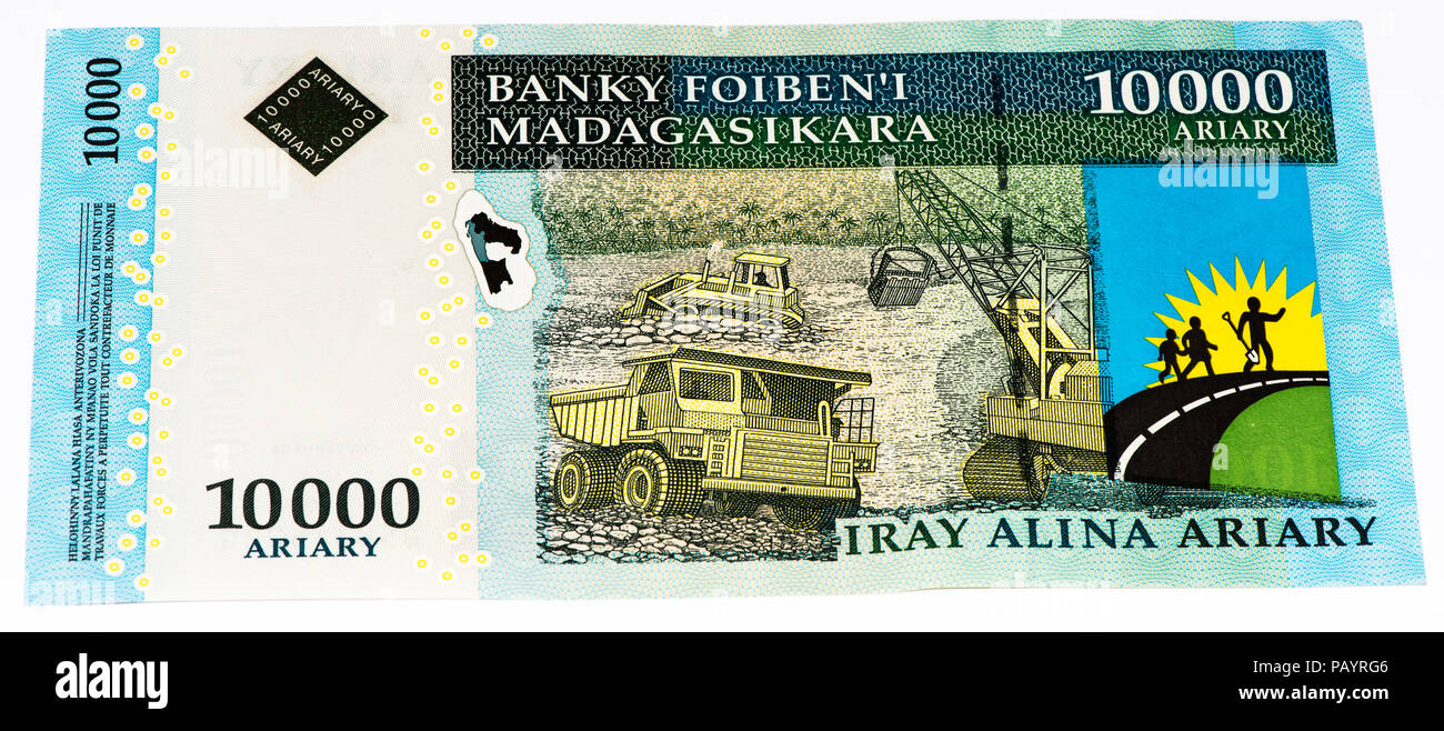 10000 Malagasy ariary bank note of Madagascar. Malagasy ariary is the ...