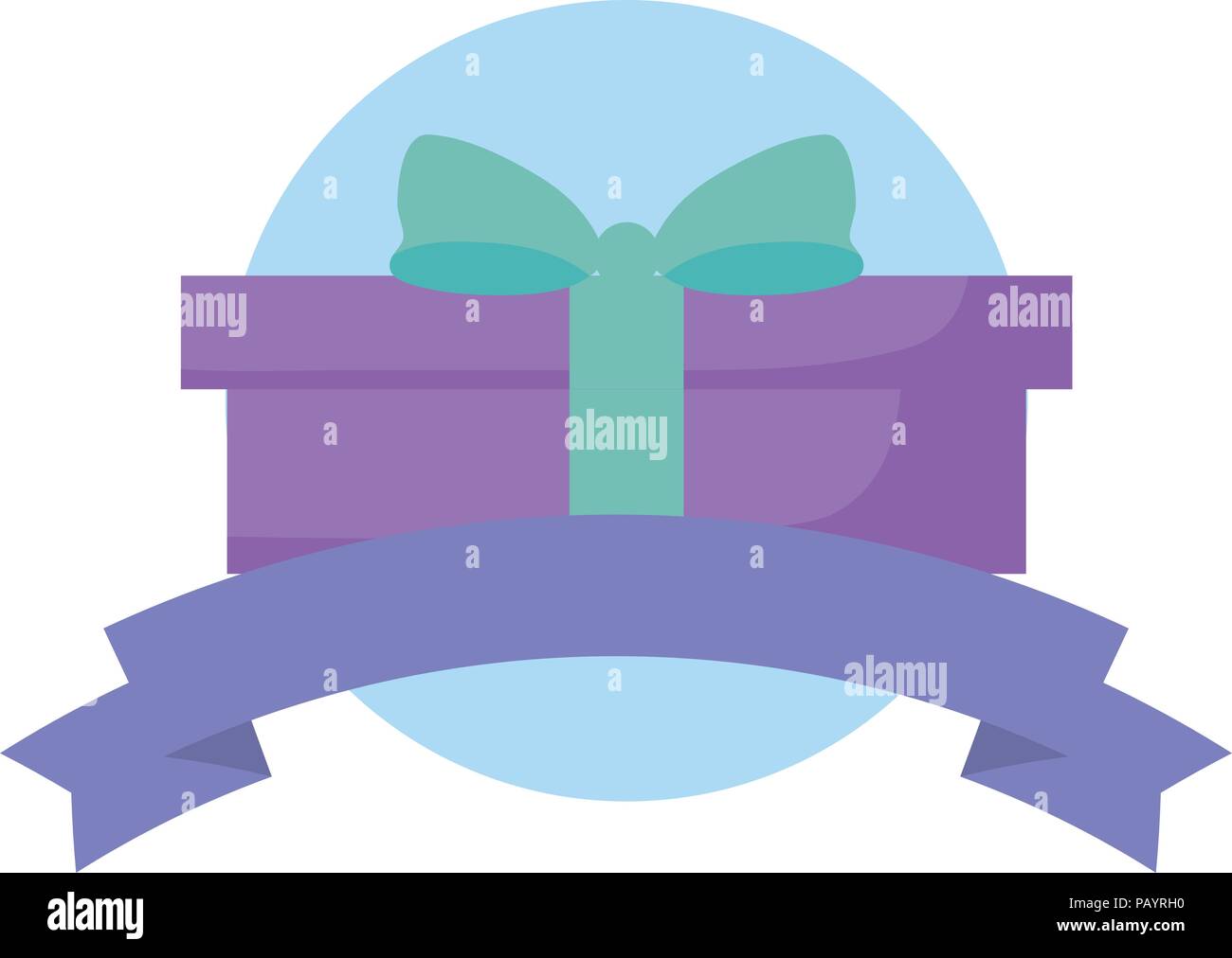 decorative ribbon with present gift icon over white background, vector ...