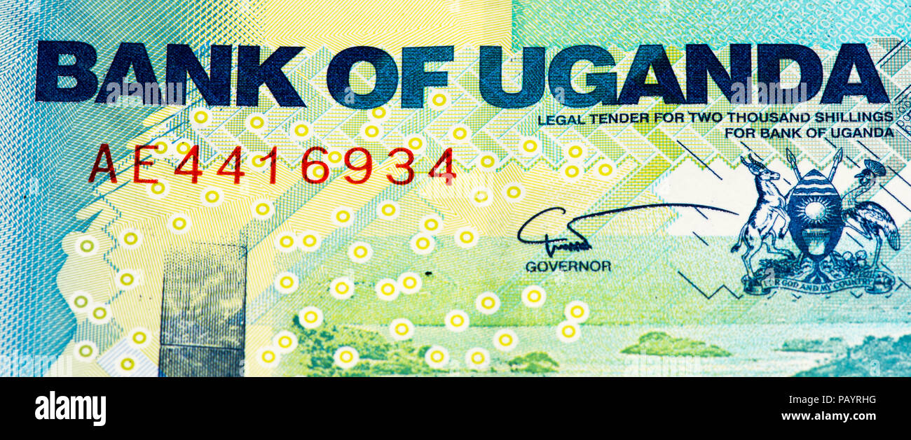 2000 Ugandan shillings bank note. Ugandan shilling is the national ...
