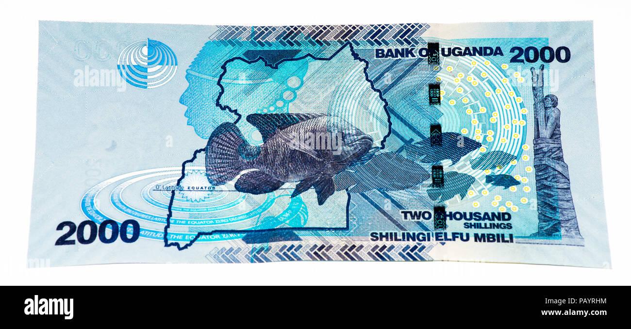 2000 Ugandan shillings bank note. Ugandan shilling is the national ...