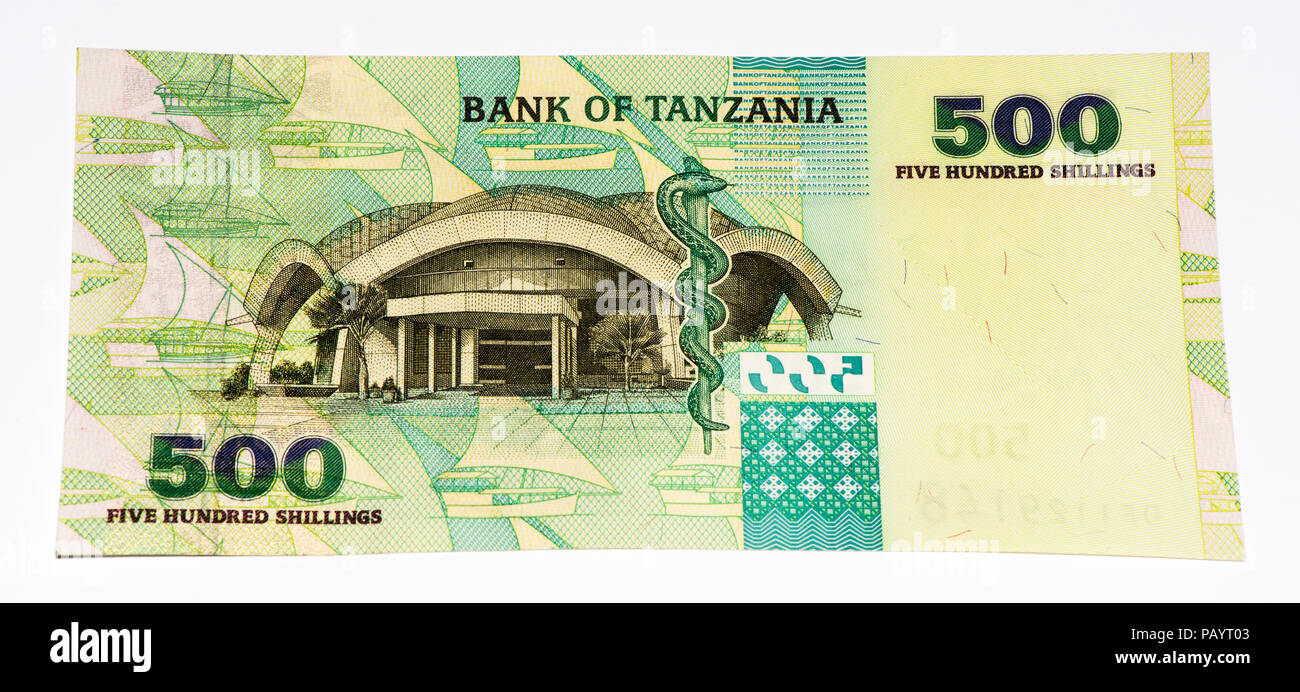 500 Tanzanian shillings bank note. Tanzanian shilling is the national ...