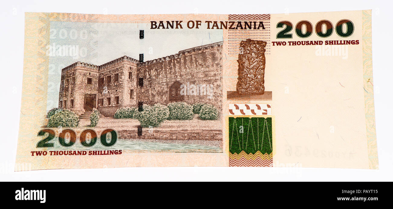 2000 Tanzanian shillings bank note. Tanzanian shilling is the national ...