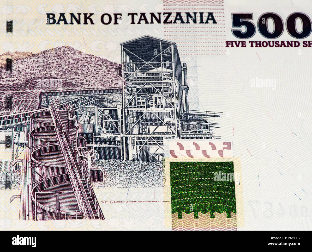 5000 Tanzanian shillings bank note. Tanzanian shilling is the national ...