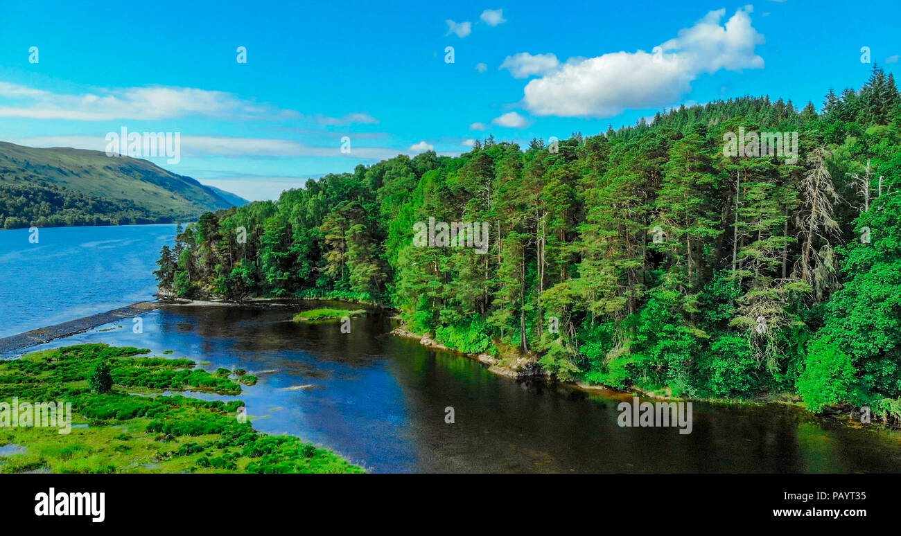 Amazing landscape with creeks and lakes in the Scottish Highlands ...