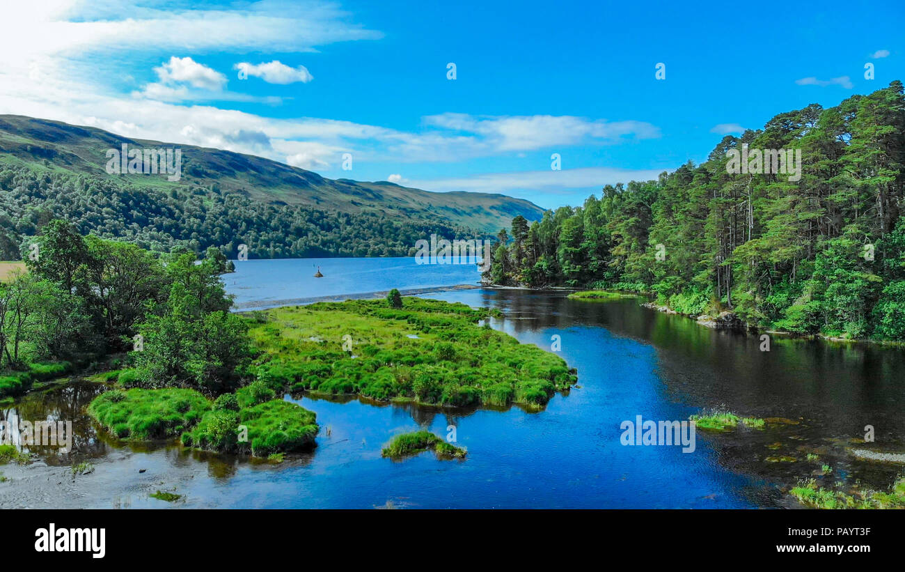 Amazing landscape with creeks and lakes in the Scottish Highlands ...