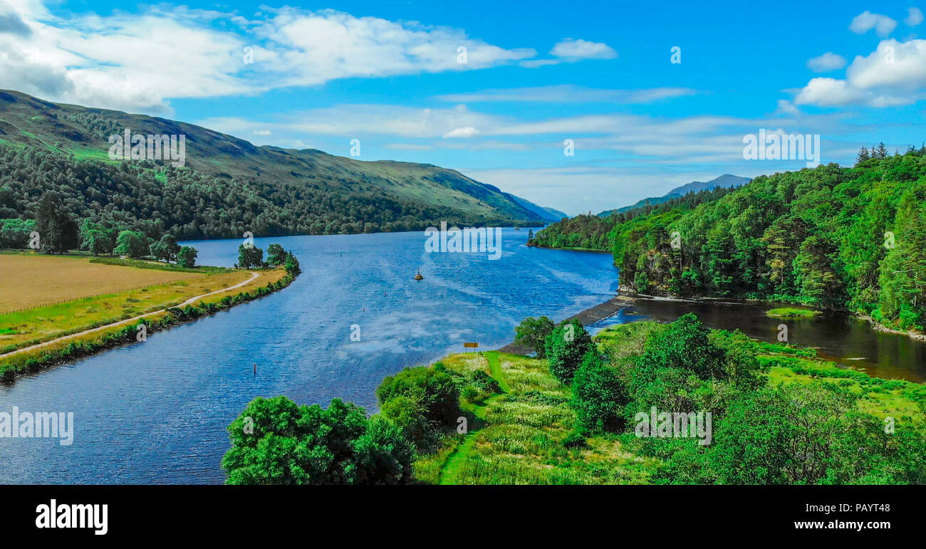Amazing landscape with creeks and lakes in the Scottish Highlands ...
