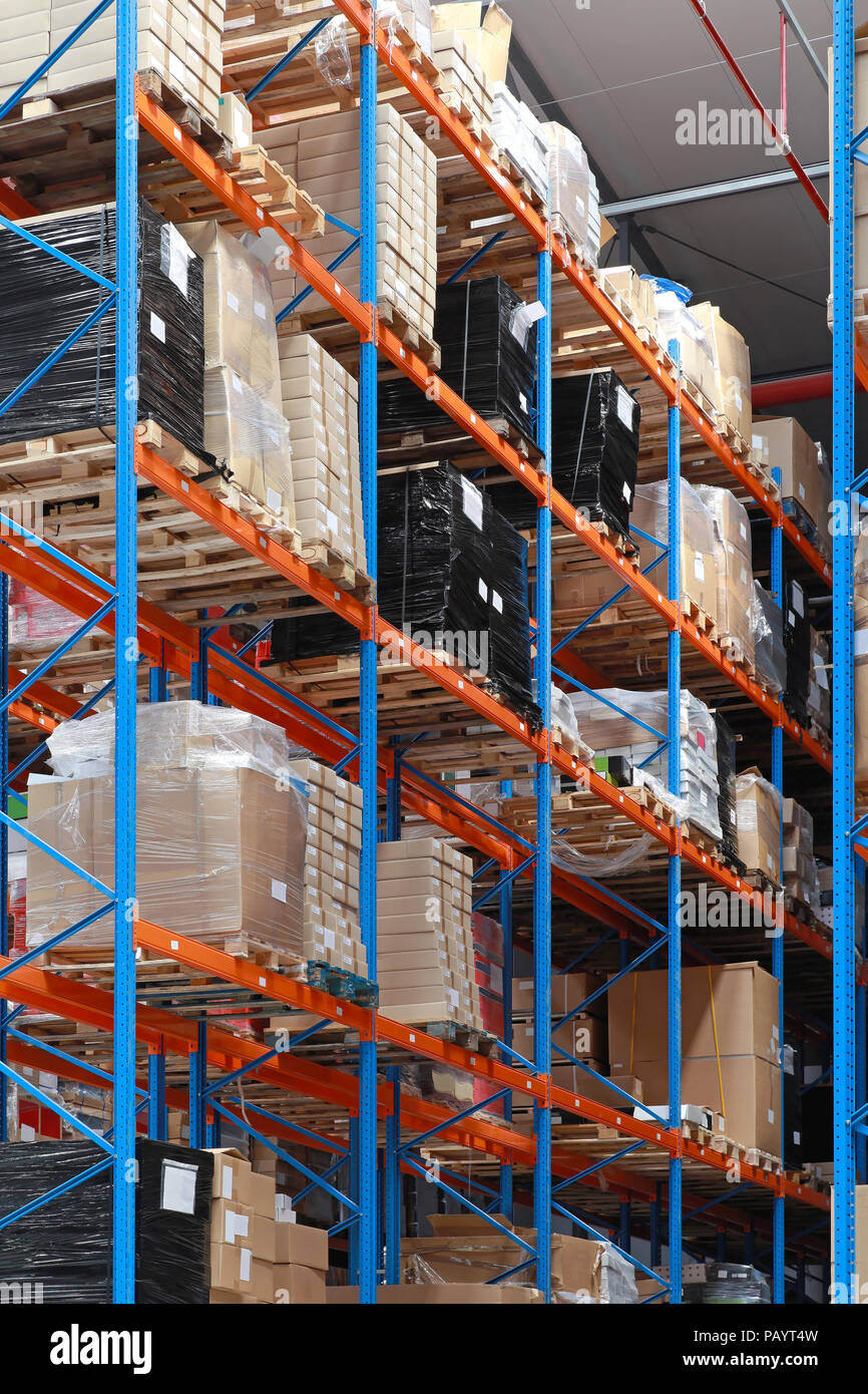 High rack shelving system in distribution warehouse Stock Photo - Alamy