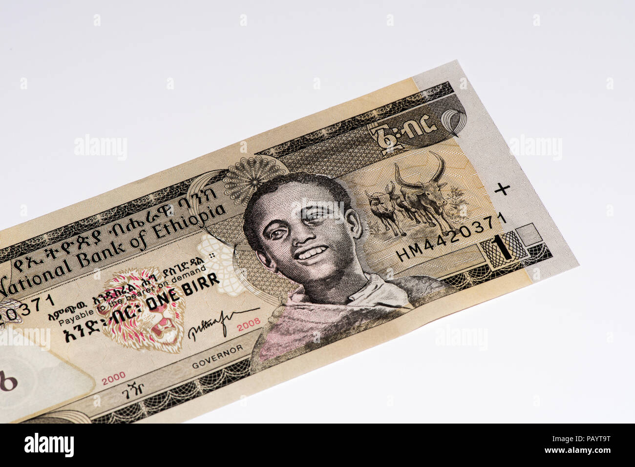 1 Ethiopian birr bank note. Birr is the national currency of Ethiopia ...