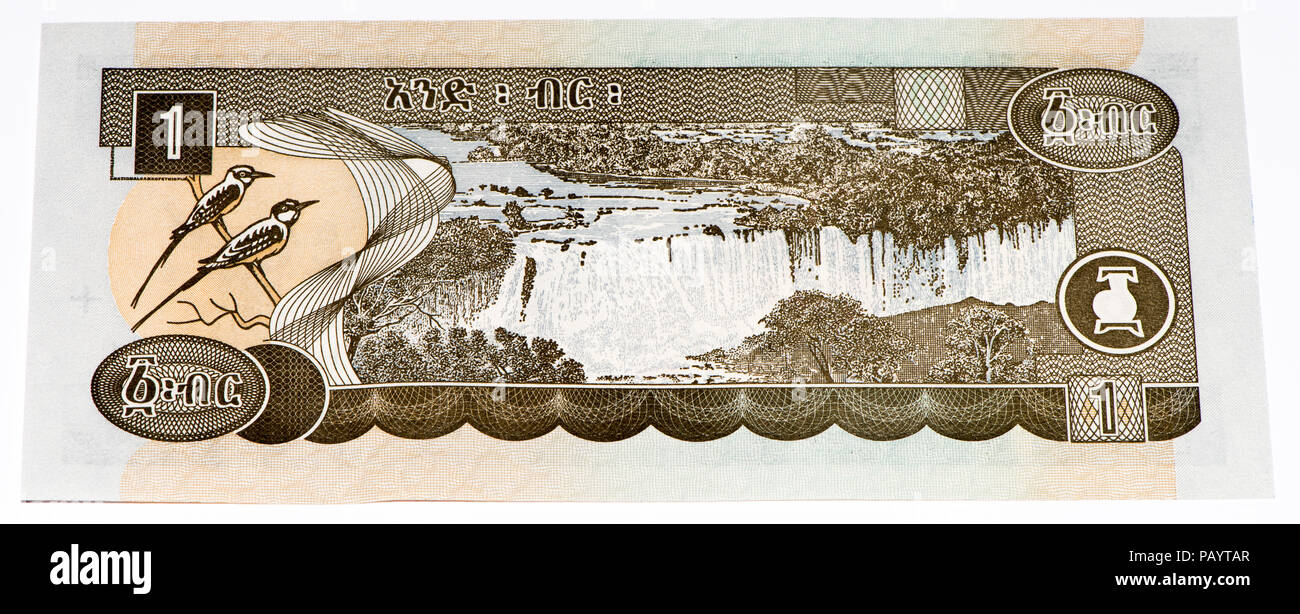 1 Ethiopian birr bank note. Birr is the national currency of Ethiopia ...
