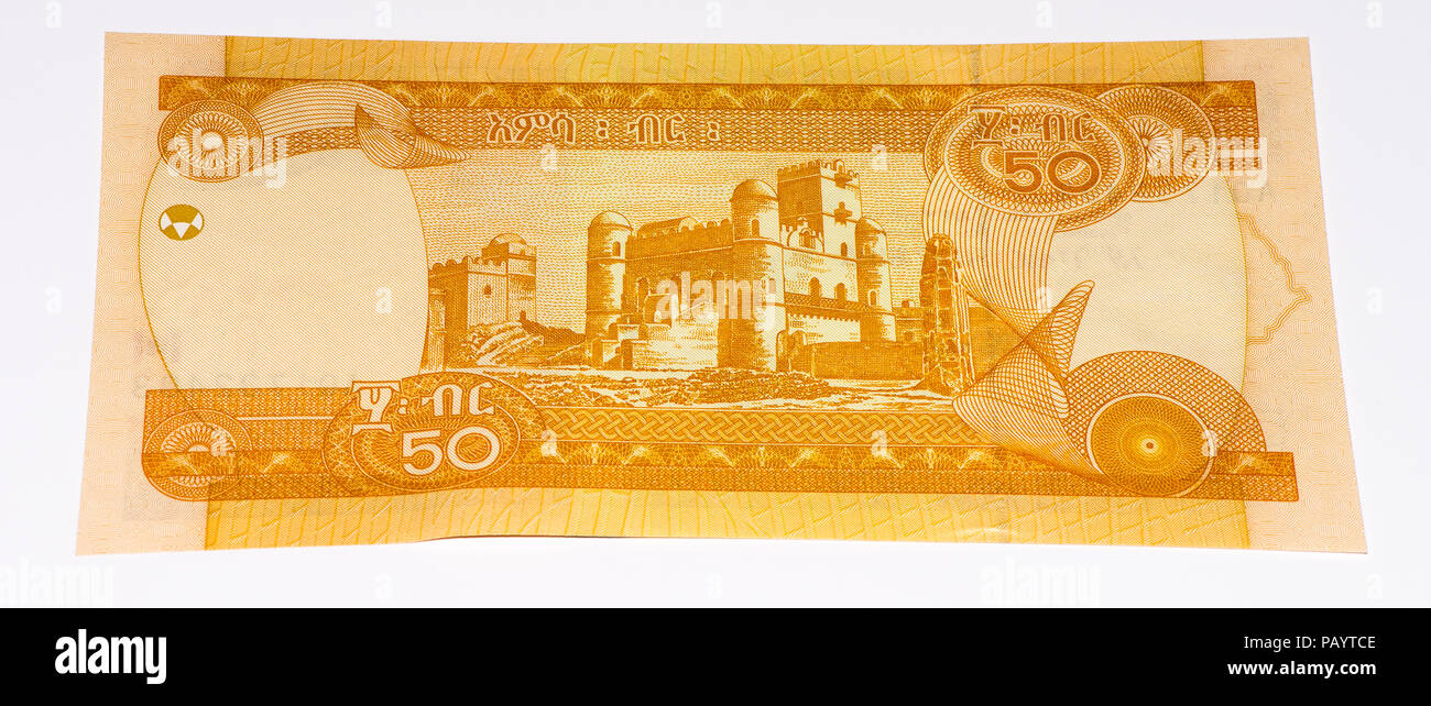 50 Ethiopian birr bank note. Birr is the national currency of Ethiopia ...