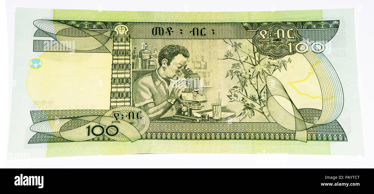 100 Ethiopian birr bank note. Birr is the national currency of Ethiopia ...