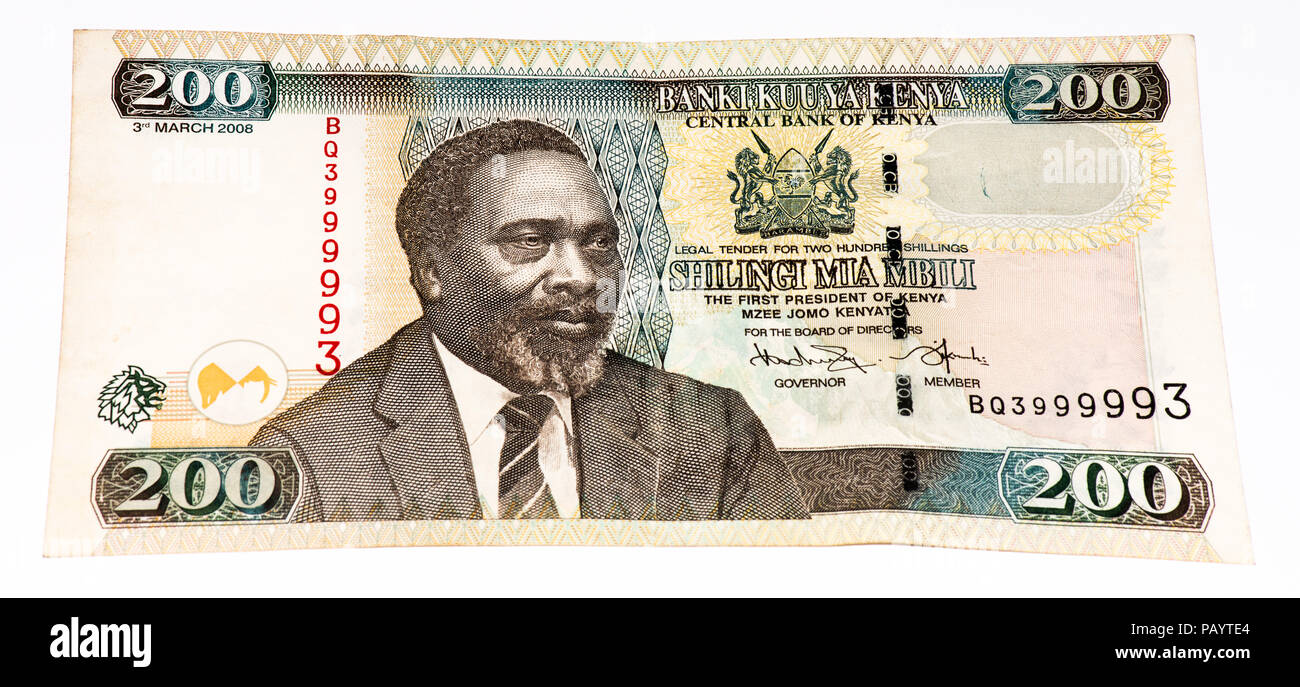 200 Kenyan shillings bank note of Kenya. Kenyan shilling is the ...