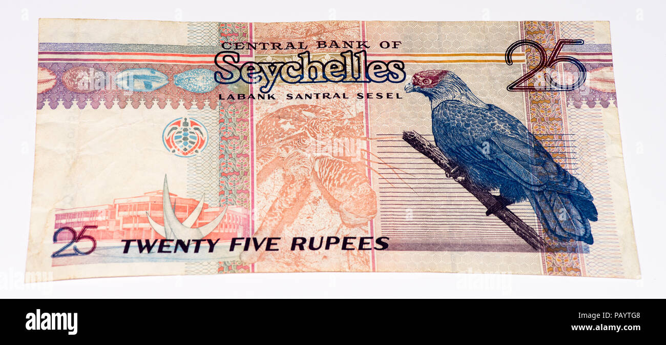 25 Seychellois rupee bank note, the national currency of Seychelles ...