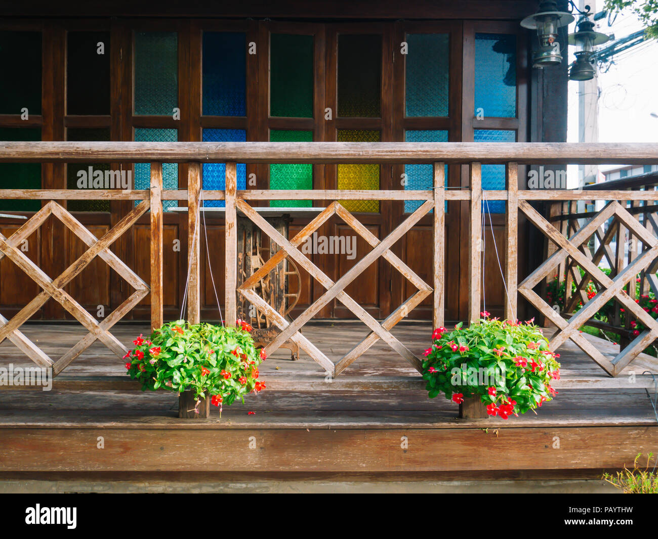 Vintage wooden balcony hi-res stock photography and images - Alamy