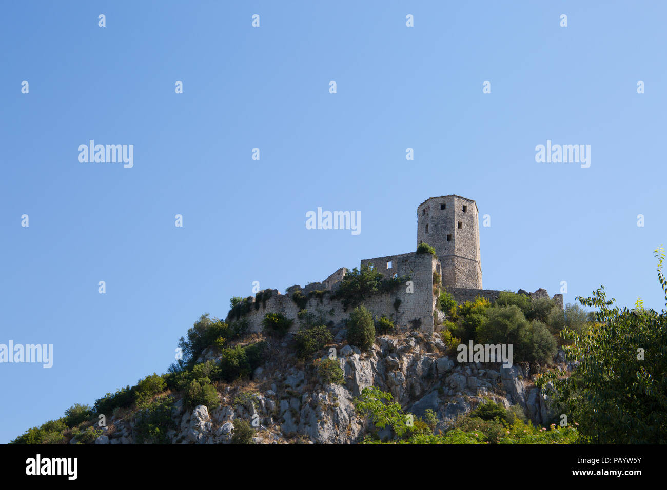 Sahat Kula fort in ancient Ottoman town of Pocitelj, Bosnia ...