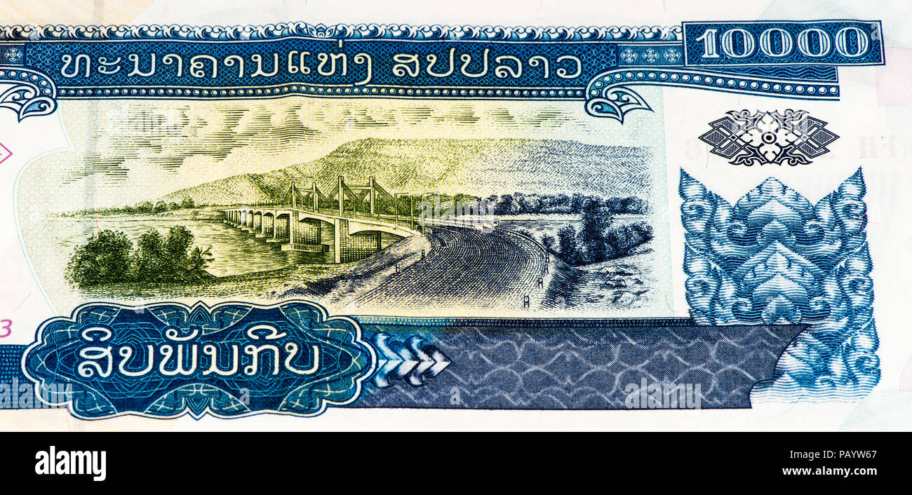 10000 kip bank note. Kip is the national currency of Laos Stock Photo ...