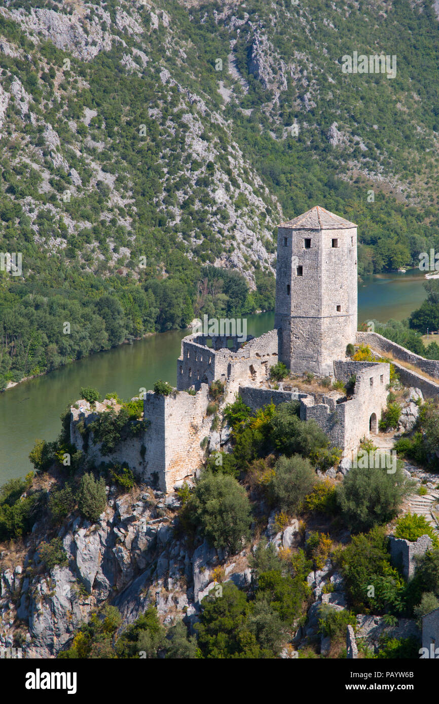 Sahat Kula fort in ancient Ottoman town of Pocitelj, Bosnia ...