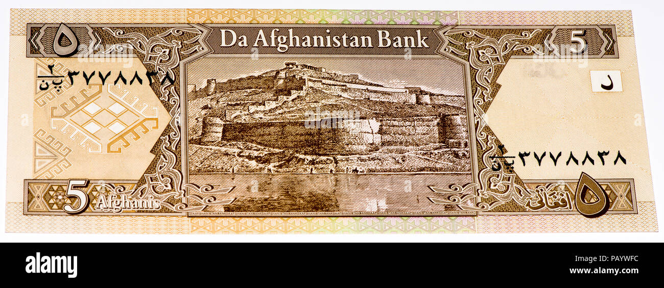 VELIKIE LUKI, RUSSIA - JULY 30, 2015: 5 afghani bank note. Afghani is ...