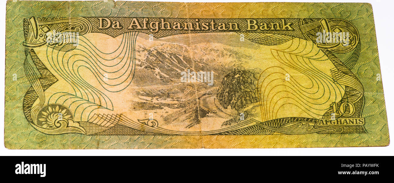 VELIKIE LUKI, RUSSIA - JULY 30, 2015: 10 afghani bank note. Afghani is ...