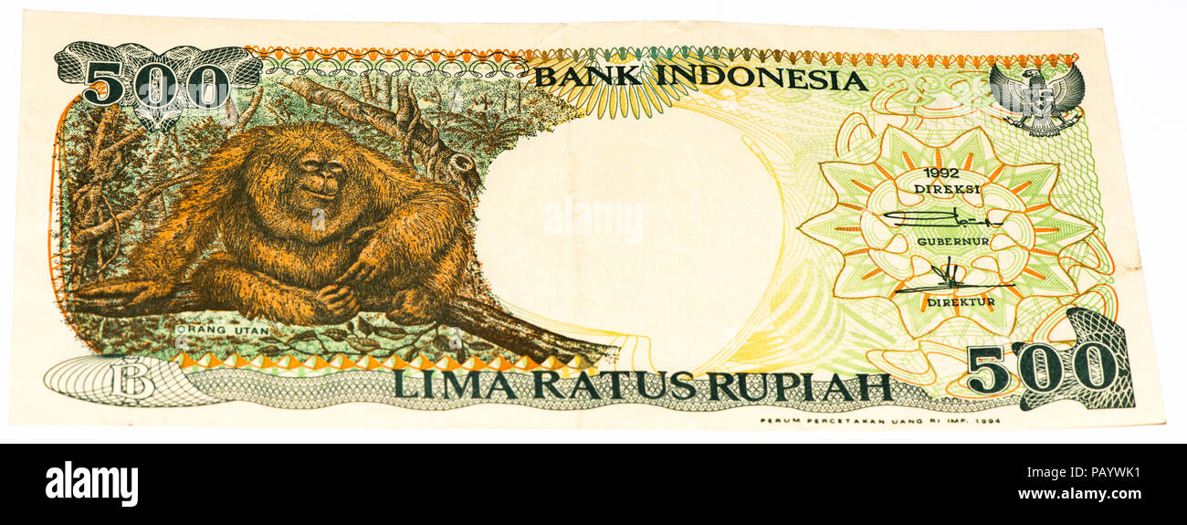 VELIKIE LUKI, RUSSIA - JULY 30, 2015: 500 rupiah bank note. Rupiah is ...