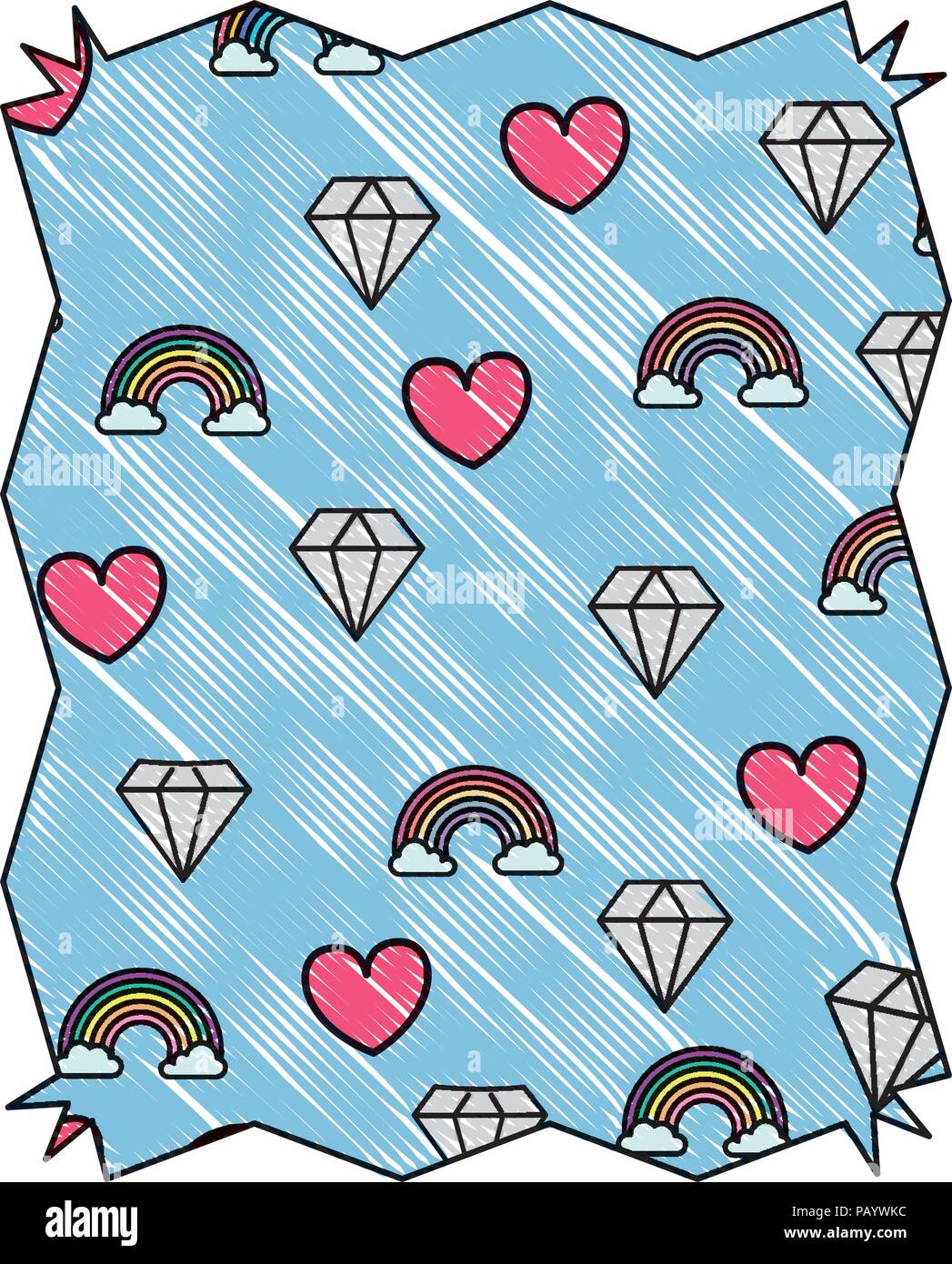 abstract frame with rainbow and diamonds pattern over background ...
