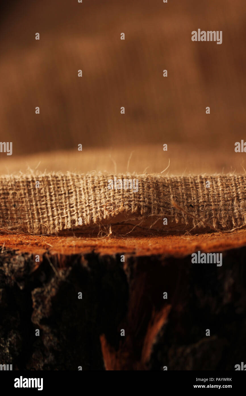 Natural linen texture on wooden Stock Photo - Alamy