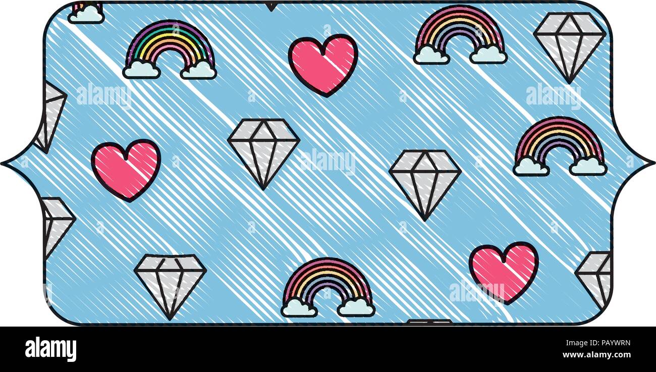 banner with rainbow and diamonds pattern over background, vector ...