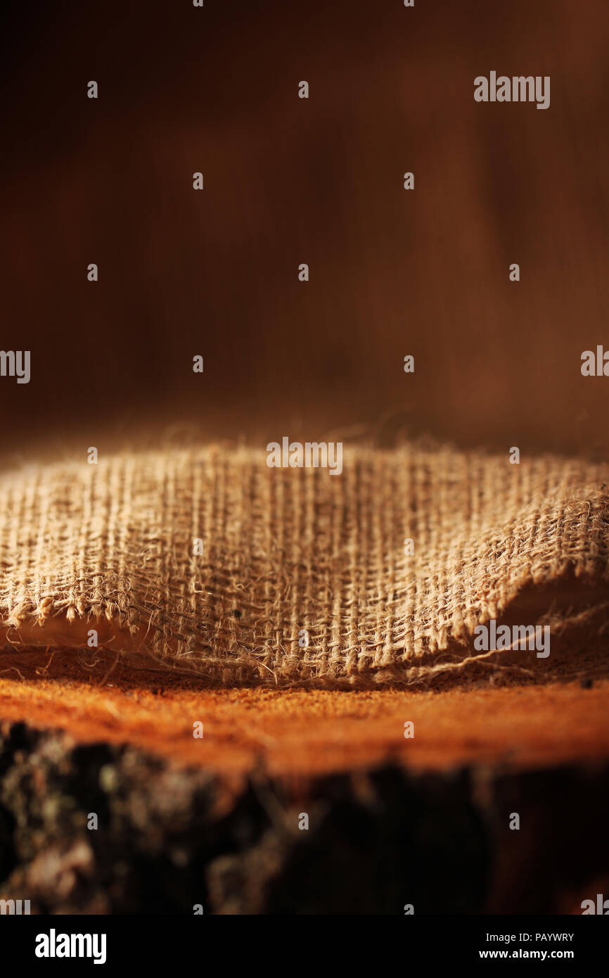 Natural linen texture on wooden Stock Photo - Alamy
