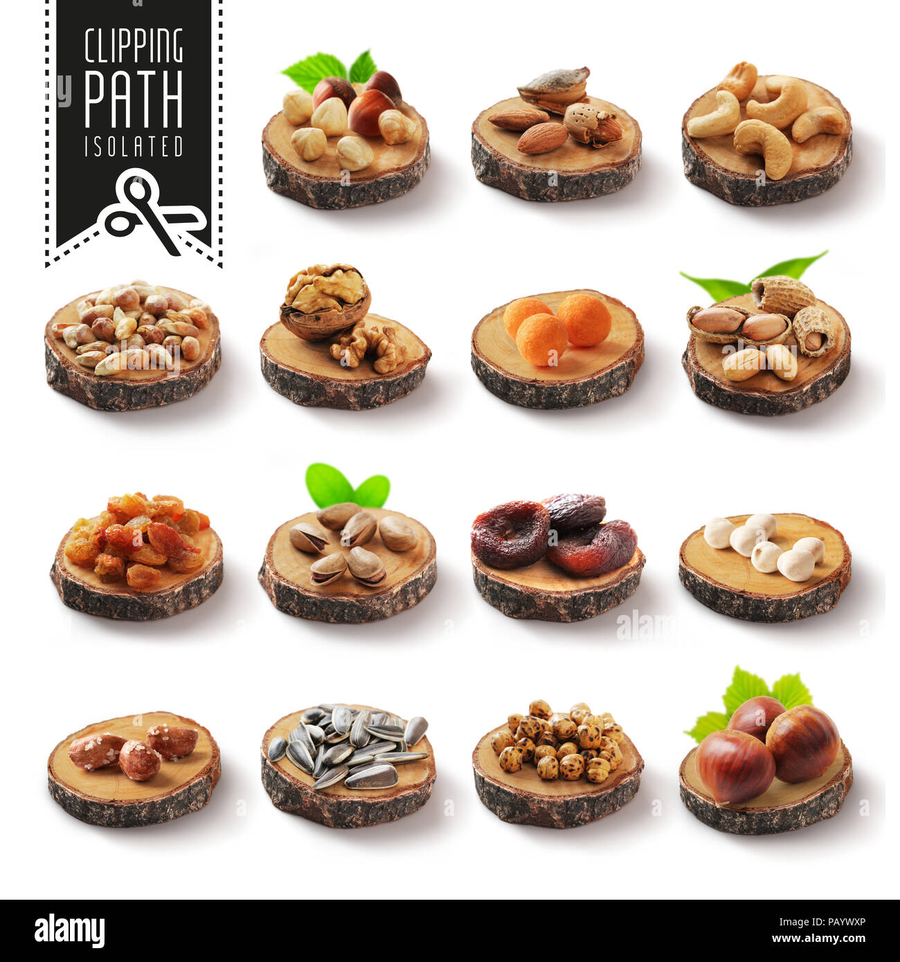 Isolated nuts set with clipping path Stock Photo - Alamy