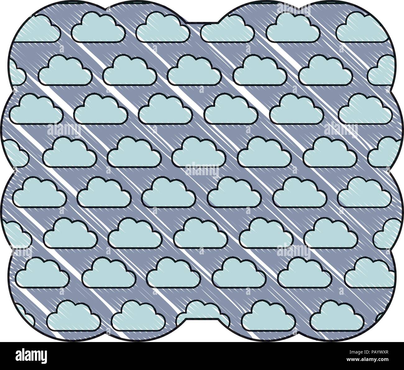 decorative frame with clouds pattern over background, vector ...
