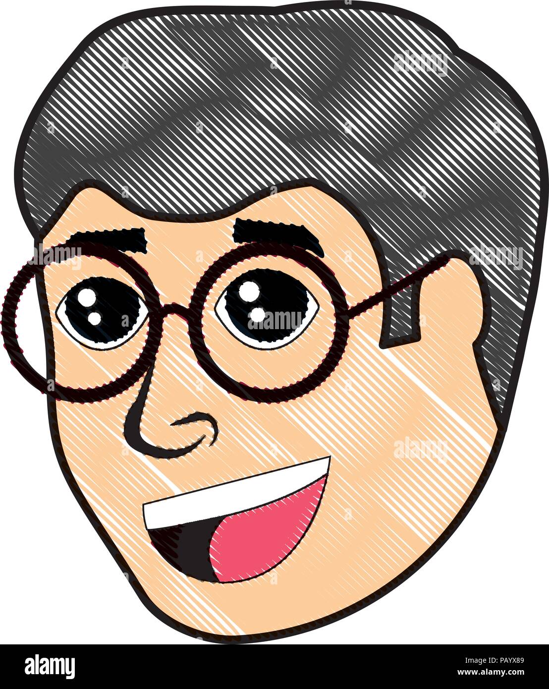 cartoon man with glasses over white background, vector illustration ...