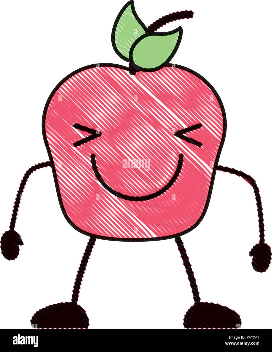 kawaii excited apple icon over white background, vector illustration ...