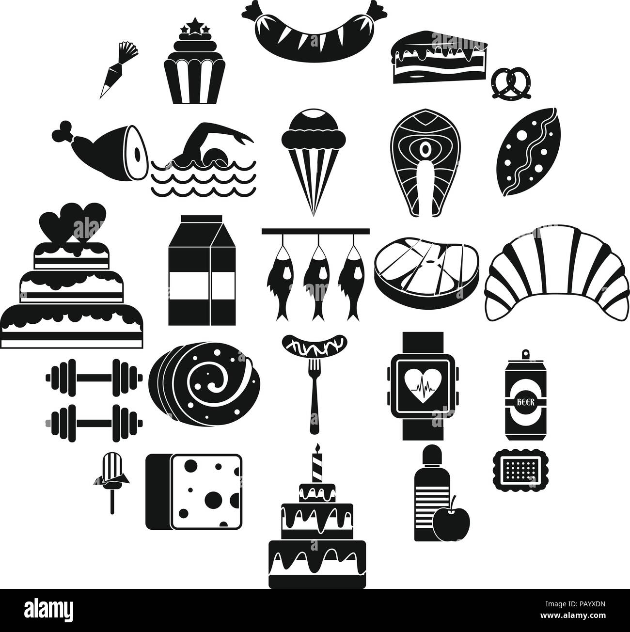 Calorie icons set, simple style Stock Vector Image & Art - Alamy