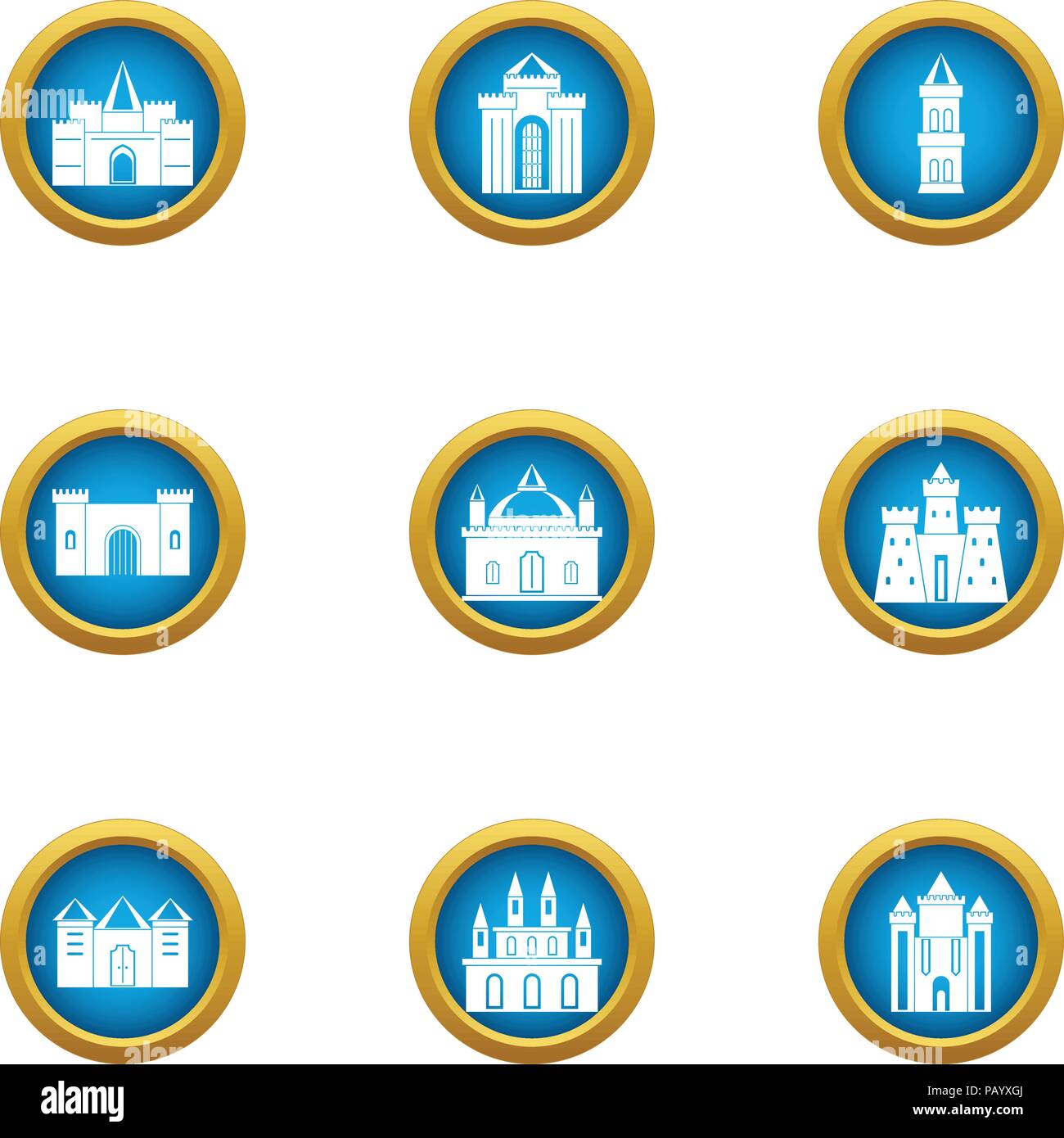 Brick castle icons set, flat style Stock Vector Image & Art - Alamy