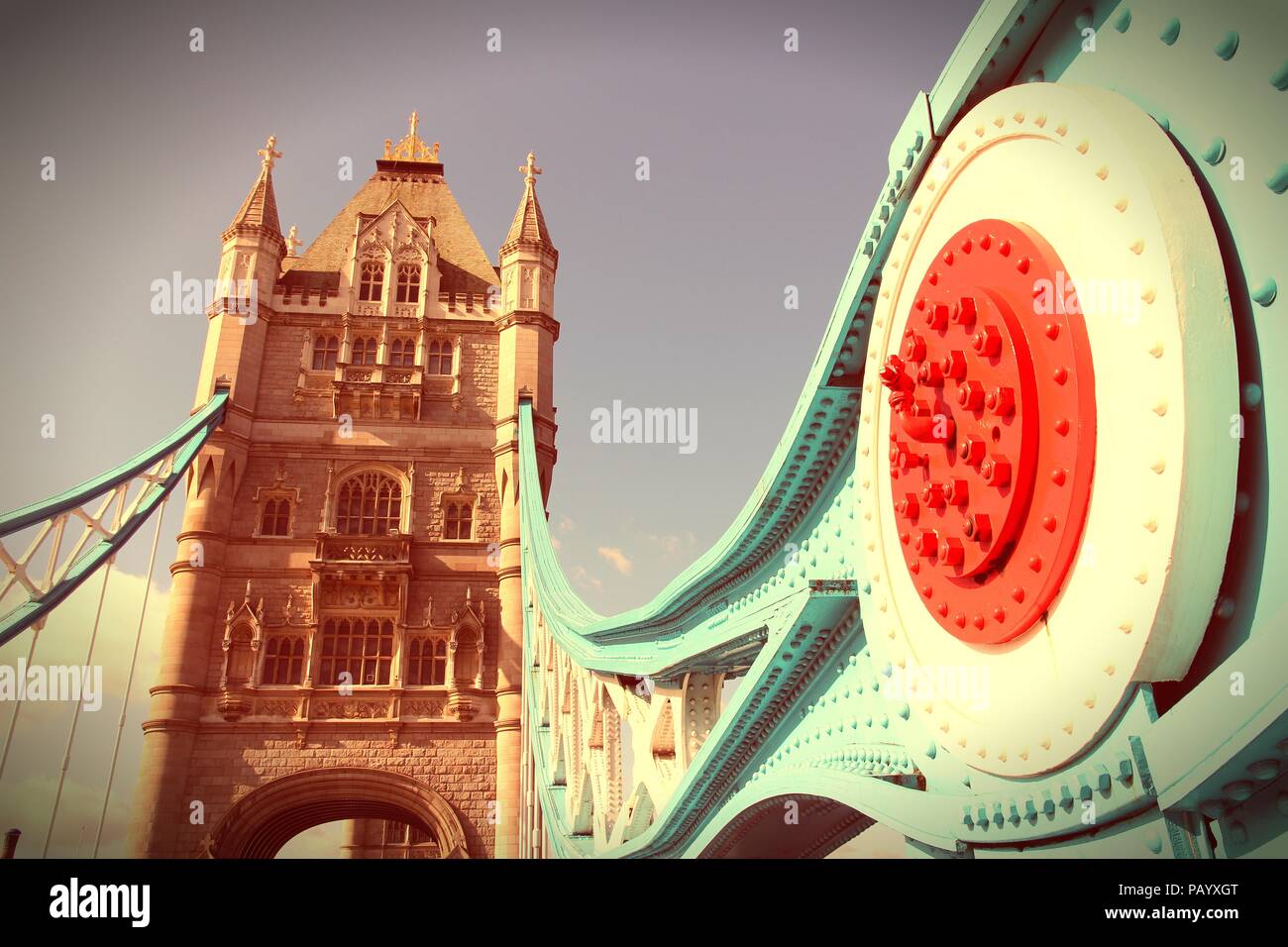 London, United Kingdom - famous Tower Bridge. Old landmark. Cross ...
