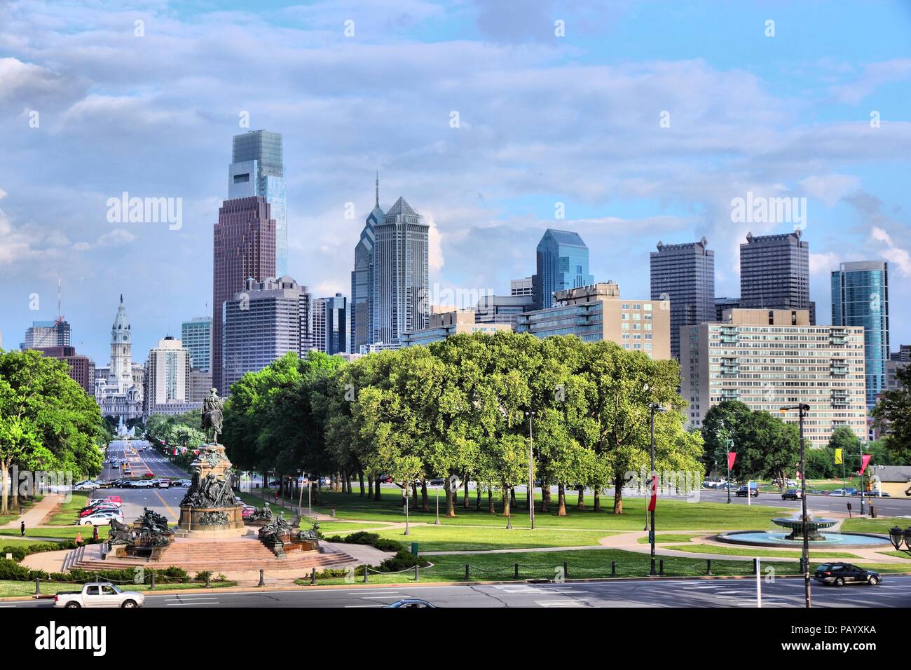 Benjamin franklin parkway view philadelphia hi-res stock photography ...
