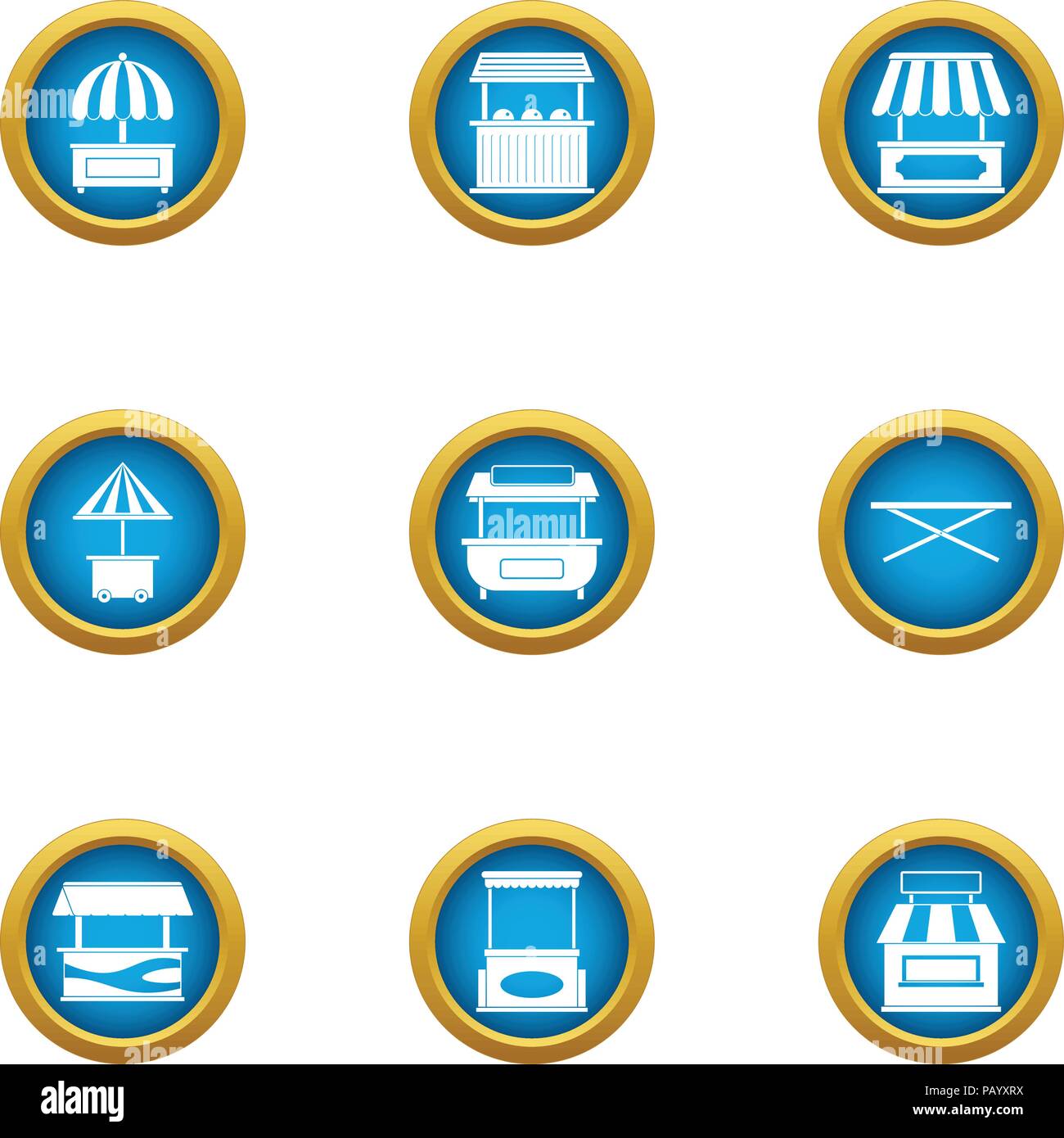 Street stall icons set, flat style Stock Vector Image & Art - Alamy