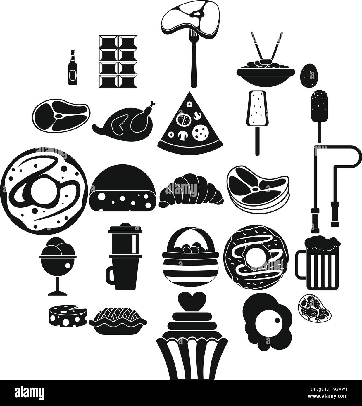 Very harmful food icons set, simple style Stock Vector Image & Art - Alamy