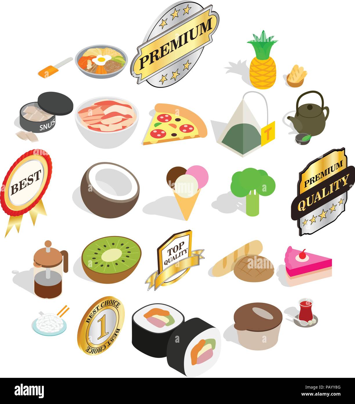 Bad food icons set, isometric style Stock Vector Image & Art - Alamy