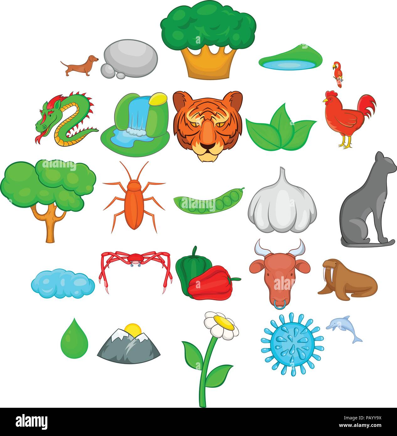 Domesticated animal icons set, cartoon style Stock Vector Image & Art ...