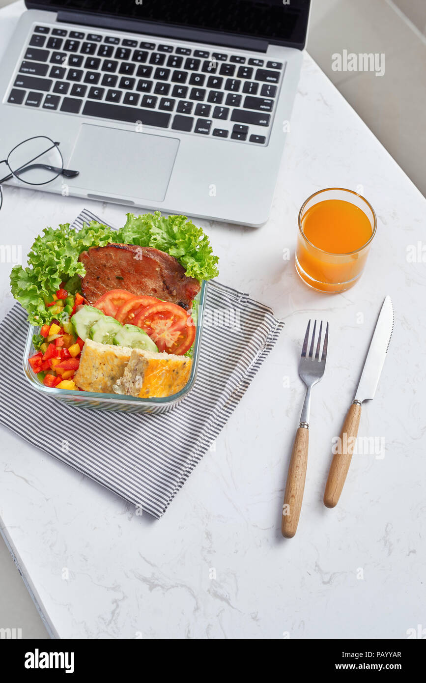 Healthy eating for lunch to work. Food in the office Stock Photo - Alamy