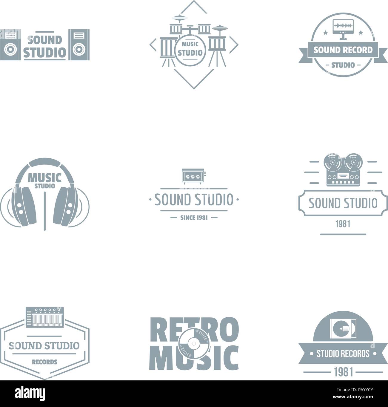 Retro music logo set, simple style Stock Vector Image & Art - Alamy