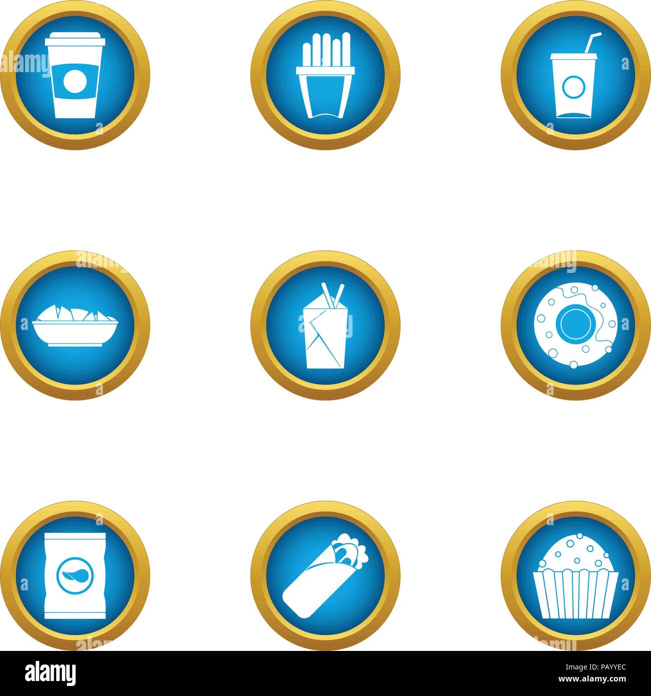 Fatty food icons set, flat style Stock Vector Image & Art - Alamy