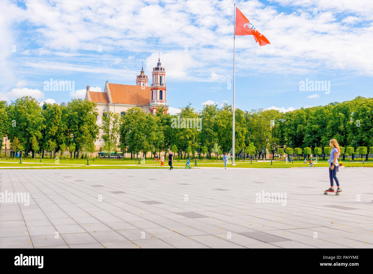 View to Lukiskes square, the largest square in Vilnius Lithuania Stock ...