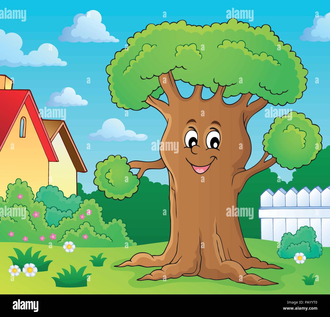 Cheerful tree theme image 2 - eps10 vector illustration Stock Vector ...