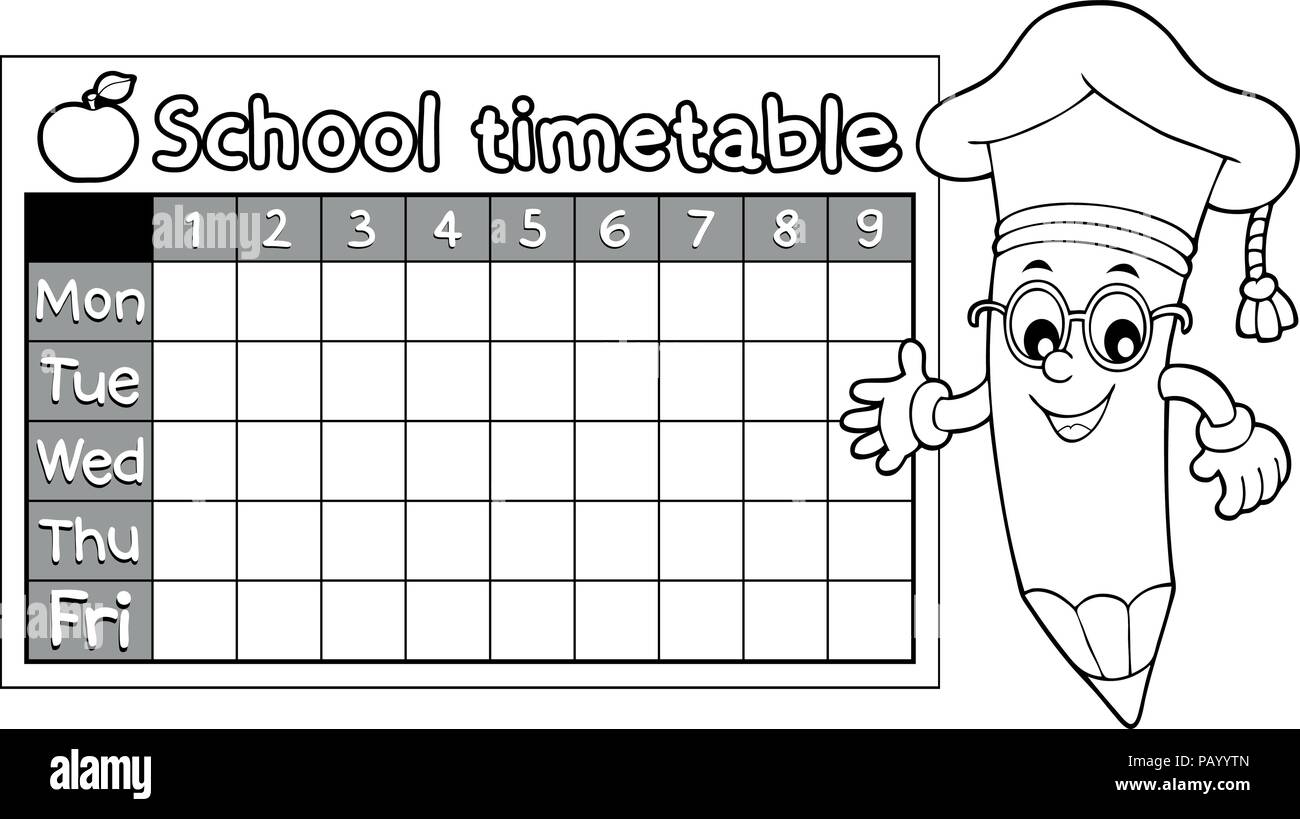Coloring book timetable topic 7 - eps10 vector illustration Stock ...