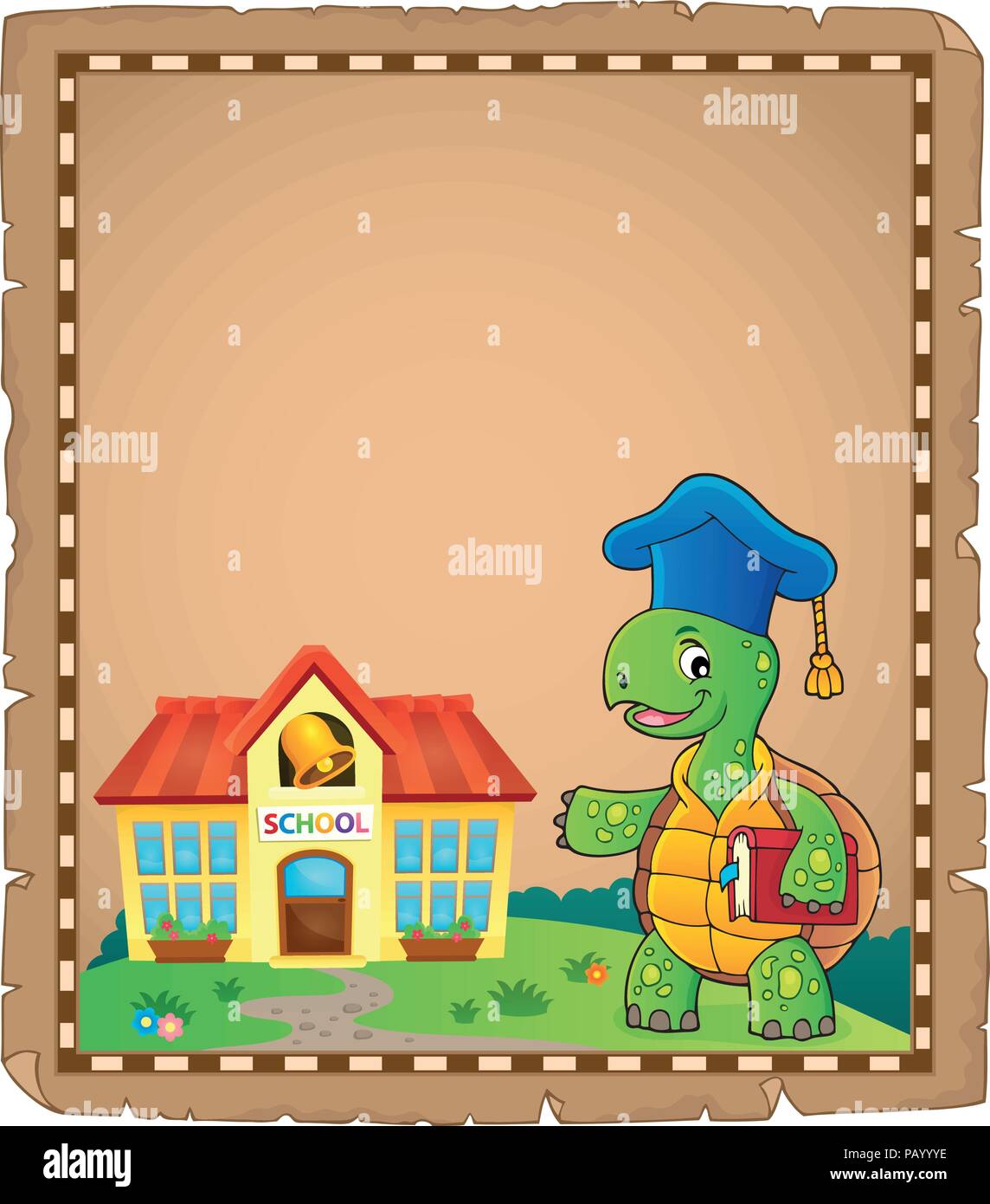 Turtle teacher theme parchment 1 - eps10 vector illustration Stock ...