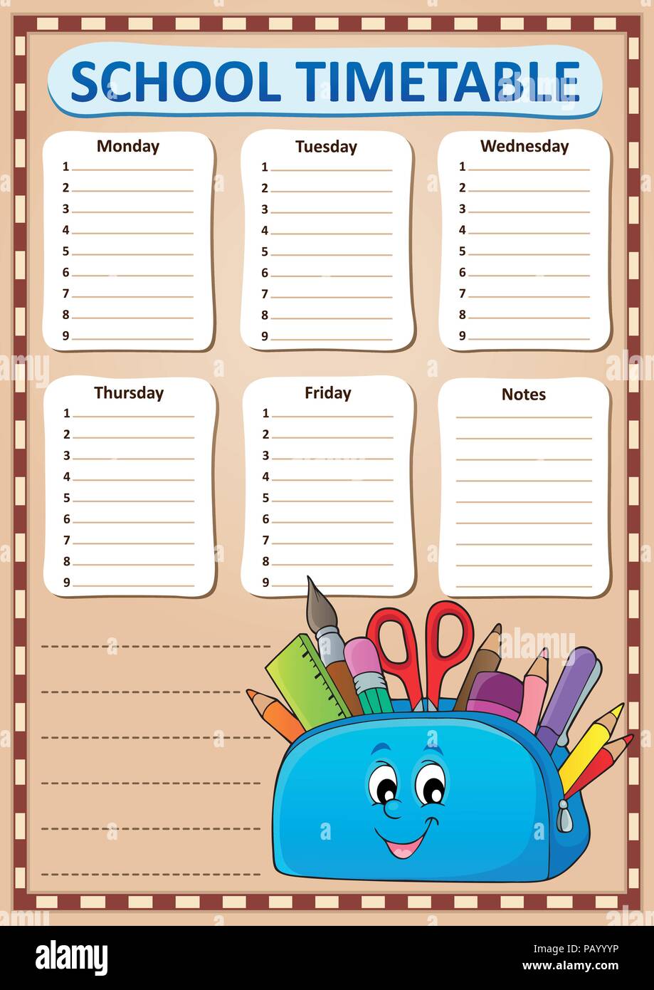 Weekly school timetable template 3 - eps10 vector illustration Stock ...